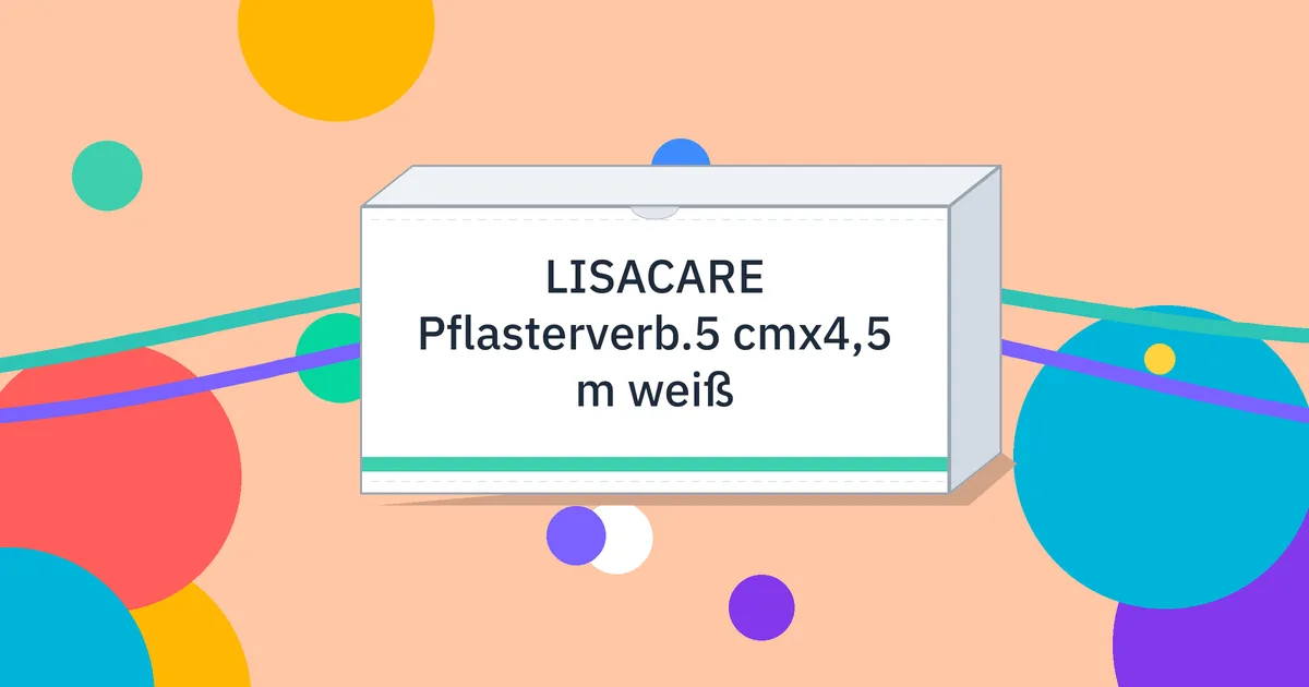 Symbolbild: Packung mit der Aufschrift LISACARE Pflasterverb.5 cmx4,5 m weiß (PZN 17892014) – Verfügbarkeit und Bezug in Apotheken in Frankfurt am Main