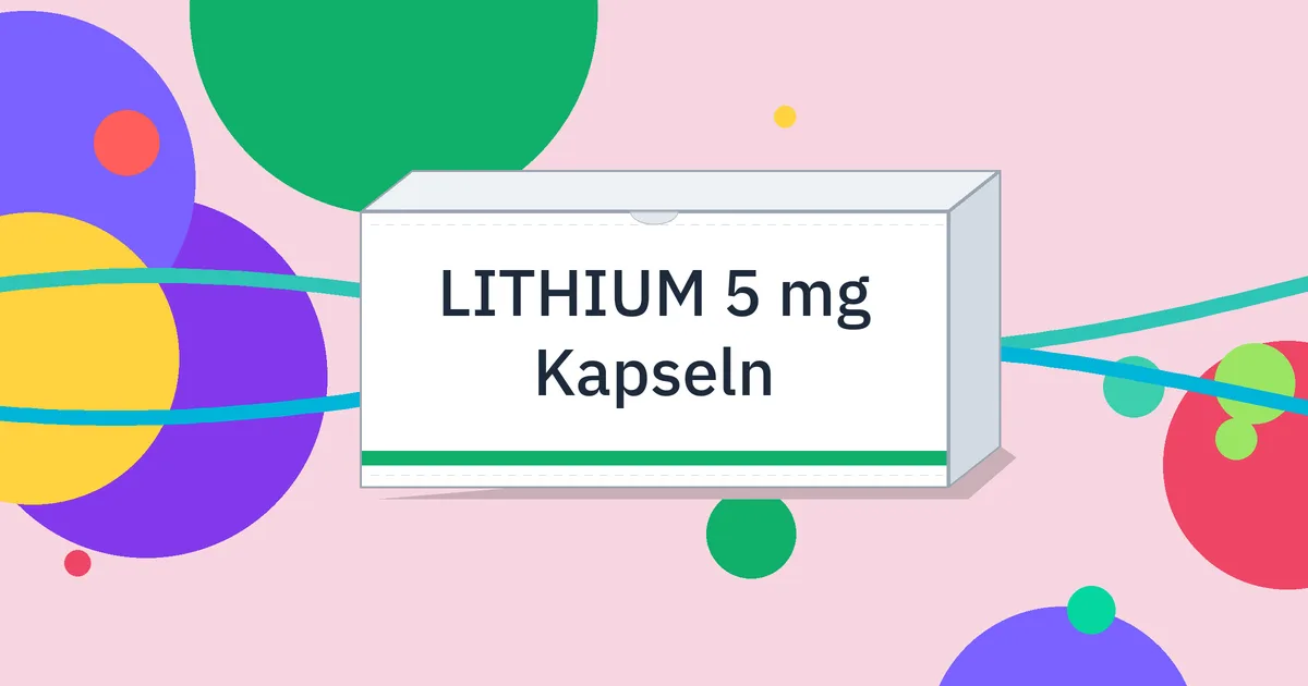 Symbolbild: Packung mit der Aufschrift LITHIUM 5 mg Kapseln (PZN 20349377) – Verfügbarkeit und Bezug in Apotheken in Frankfurt am Main