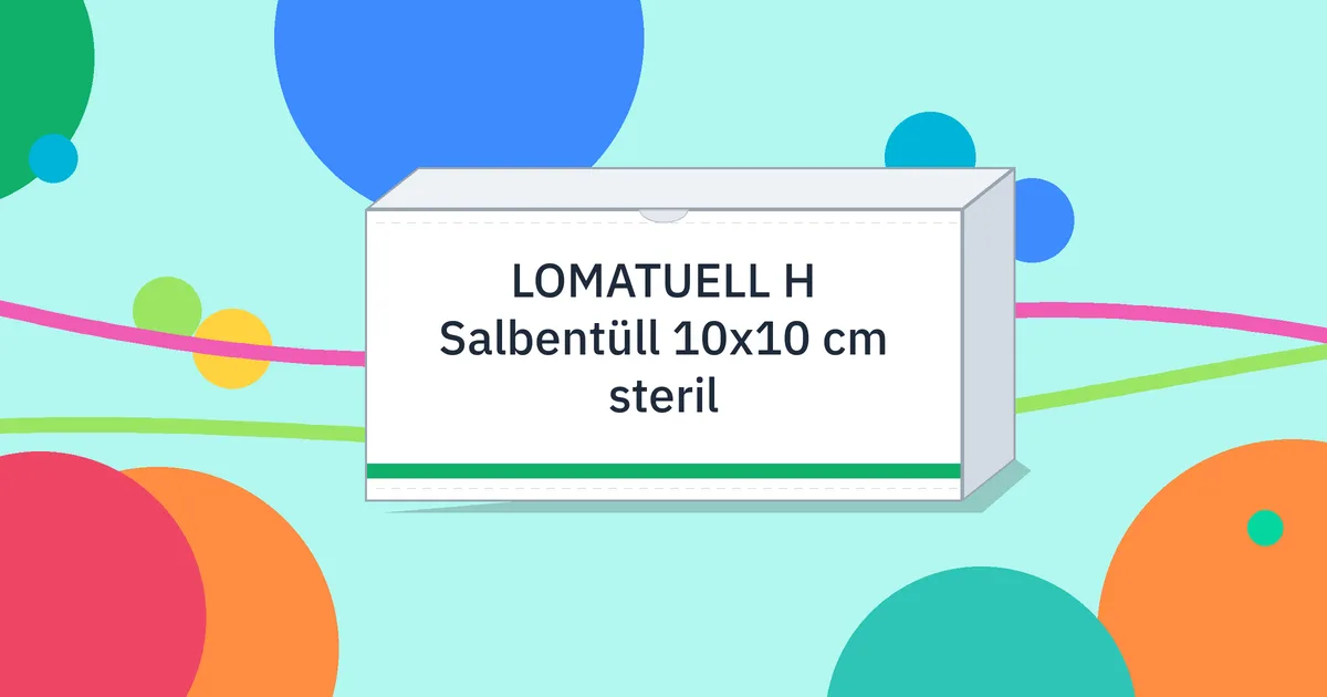 Symbolbild: Packung mit der Aufschrift LOMATUELL H Salbentüll 10x10 cm steril (PZN 17832147) – Verfügbarkeit und Bezug in Apotheken in Frankfurt am Main