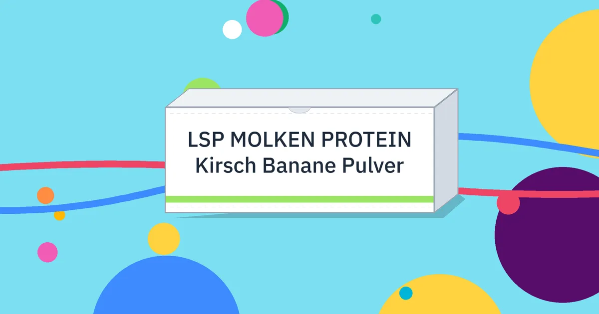 Symbolbild: Packung mit der Aufschrift LSP MOLKEN PROTEIN Kirsch Banane Pulver (PZN 09917071) – Verfügbarkeit und Bezug in Apotheken in Frankfurt am Main