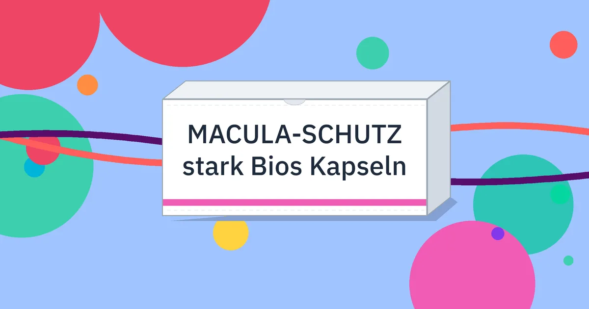 Symbolbild: Packung mit der Aufschrift MACULA-SCHUTZ stark Bios Kapseln (PZN 05897839) – Verfügbarkeit und Bezug in Apotheken in Frankfurt am Main