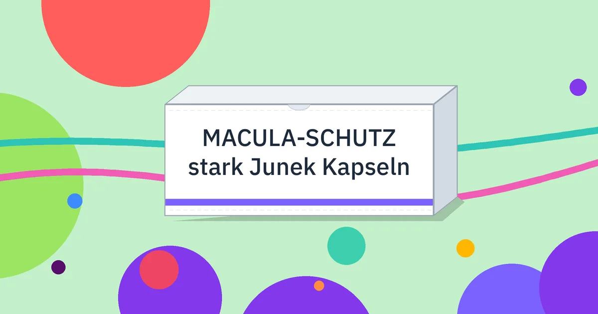 Symbolbild: Packung mit der Aufschrift MACULA-SCHUTZ stark Junek Kapseln (PZN 05529260) – Verfügbarkeit und Bezug in Apotheken in Frankfurt am Main