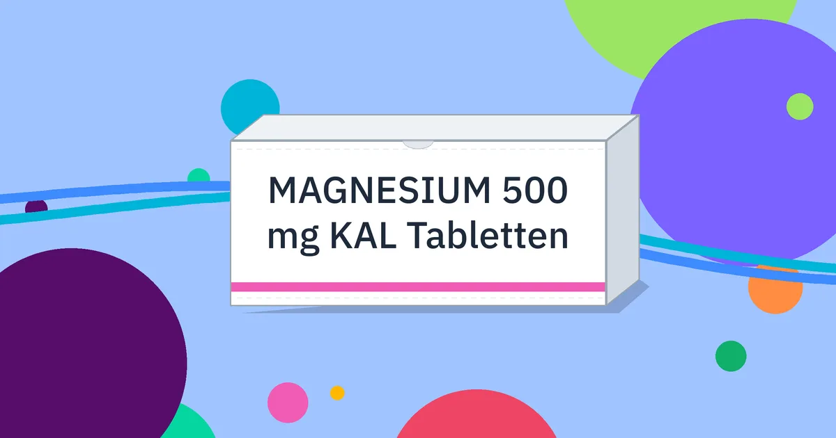 Symbolbild: Packung mit der Aufschrift MAGNESIUM 500 mg KAL Tabletten (PZN 16865682) – Verfügbarkeit und Bezug in Apotheken in Frankfurt am Main