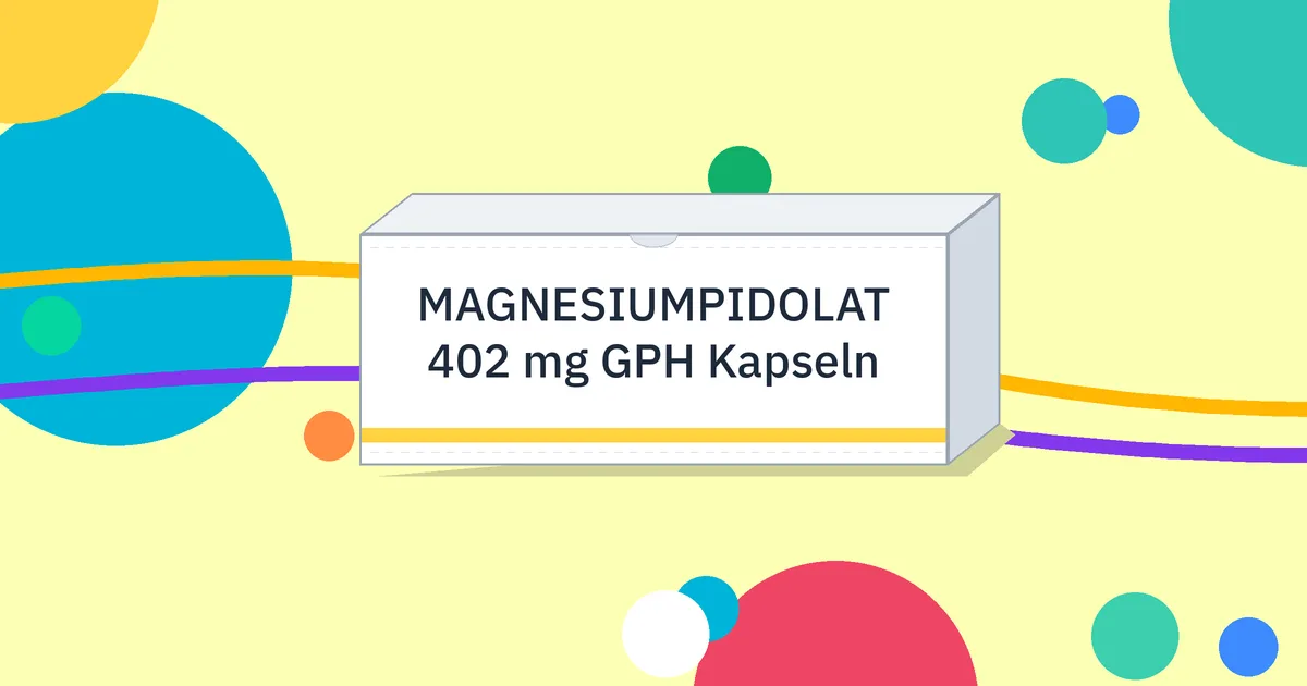 Symbolbild: Packung mit der Aufschrift MAGNESIUMPIDOLAT 402 mg GPH Kapseln (PZN 17633927) – Verfügbarkeit und Bezug in Apotheken in Frankfurt am Main