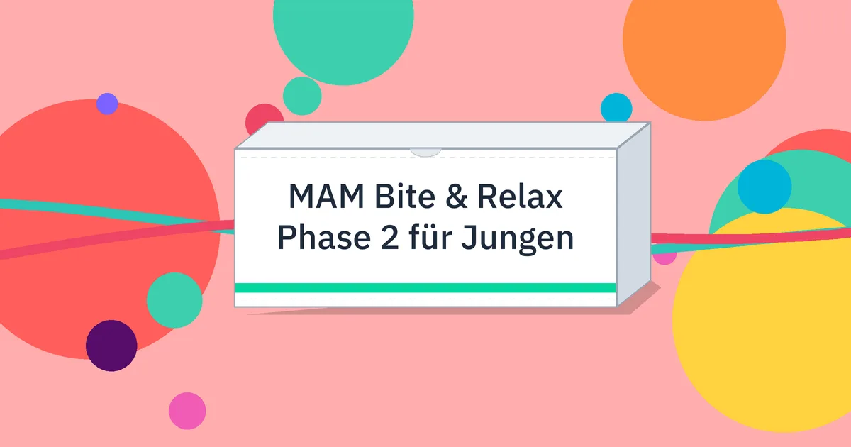 Symbolbild: Packung mit der Aufschrift MAM Bite & Relax Phase 2 für Jungen (PZN 12671159) – Verfügbarkeit und Bezug in Apotheken in Frankfurt am Main