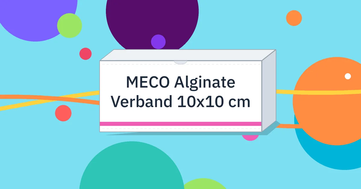 Symbolbild: Packung mit der Aufschrift MECO Alginate Verband 10x10 cm (PZN 20084795) – Verfügbarkeit und Bezug in Apotheken in Frankfurt am Main