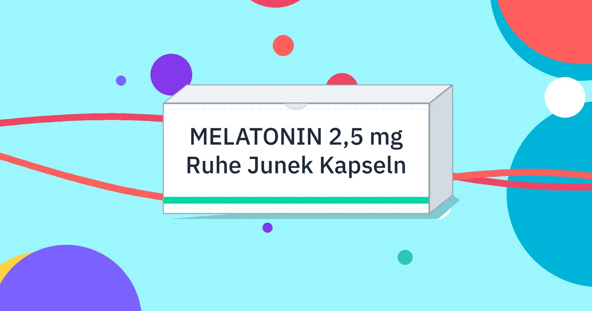 Symbolbild: Packung mit der Aufschrift MELATONIN 2,5 mg Ruhe Junek Kapseln (PZN 17900280) – Verfügbarkeit und Bezug in Apotheken in Frankfurt am Main