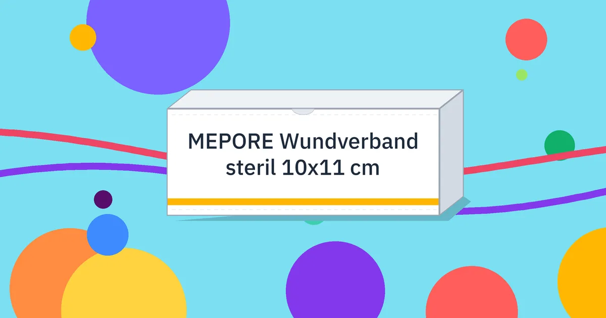 Symbolbild: Packung mit der Aufschrift MEPORE Wundverband steril 10x11 cm (PZN 17606089) – Verfügbarkeit und Bezug in Apotheken in Frankfurt am Main