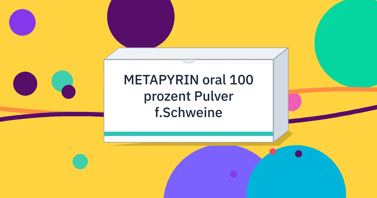 Symbolbild: Packung mit der Aufschrift METAPYRIN oral 100 prozent Pulver f.Schweine (PZN 11182659) – Verfügbarkeit und Bezug in Apotheken in Frankfurt am Main