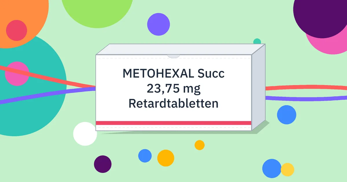 Symbolbild: Packung mit der Aufschrift METOHEXAL Succ 23,75 mg Retardtabletten (PZN 00850419) – Verfügbarkeit und Bezug in Apotheken in Frankfurt am Main