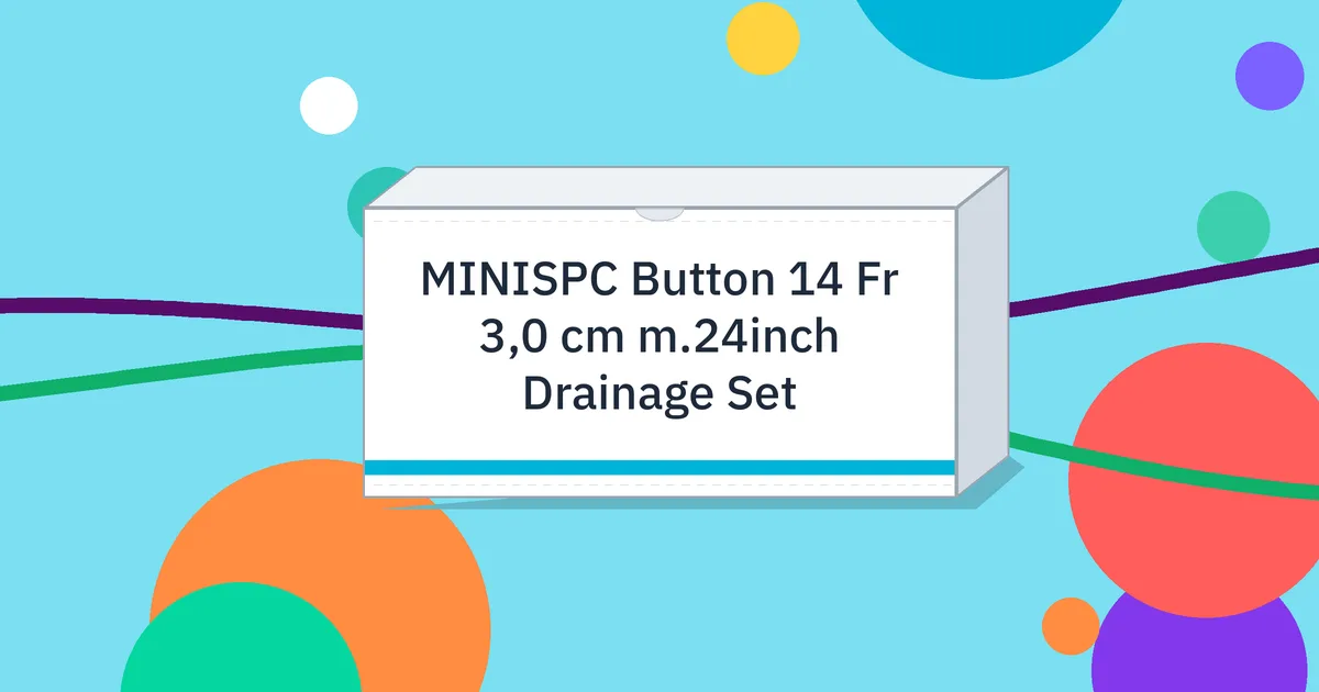 Symbolbild: Packung mit der Aufschrift MINISPC Button 14 Fr 3,0 cm m.24inch Drainage Set (PZN 20821762) – Verfügbarkeit und Bezug in Apotheken in Frankfurt am Main