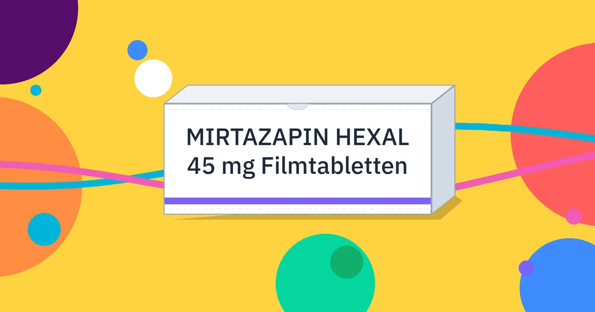 Symbolbild: Packung mit der Aufschrift MIRTAZAPIN HEXAL 45 mg Filmtabletten (PZN 03393543) – Verfügbarkeit und Bezug in Apotheken in Frankfurt am Main
