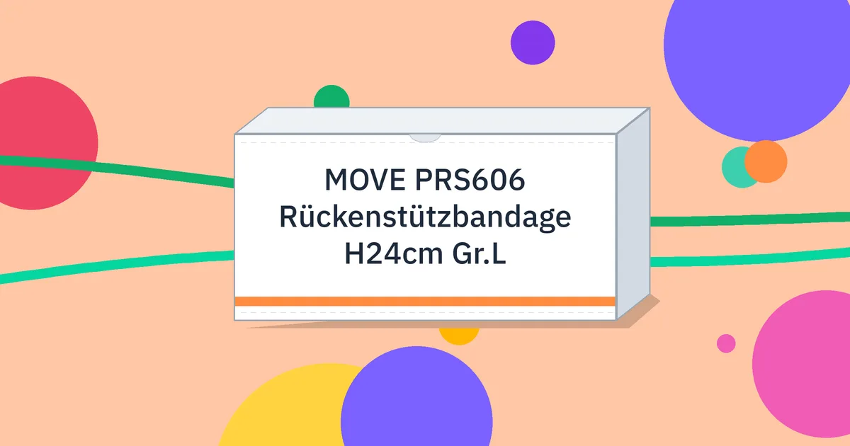 Symbolbild: Packung mit der Aufschrift MOVE PRS606 Rückenstützbandage H24cm Gr.L (PZN 19133376) – Verfügbarkeit und Bezug in Apotheken in Frankfurt am Main