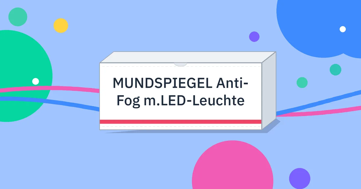 Symbolbild: Packung mit der Aufschrift MUNDSPIEGEL Anti-Fog m.LED-Leuchte (PZN 18269814) – Verfügbarkeit und Bezug in Apotheken in Frankfurt am Main