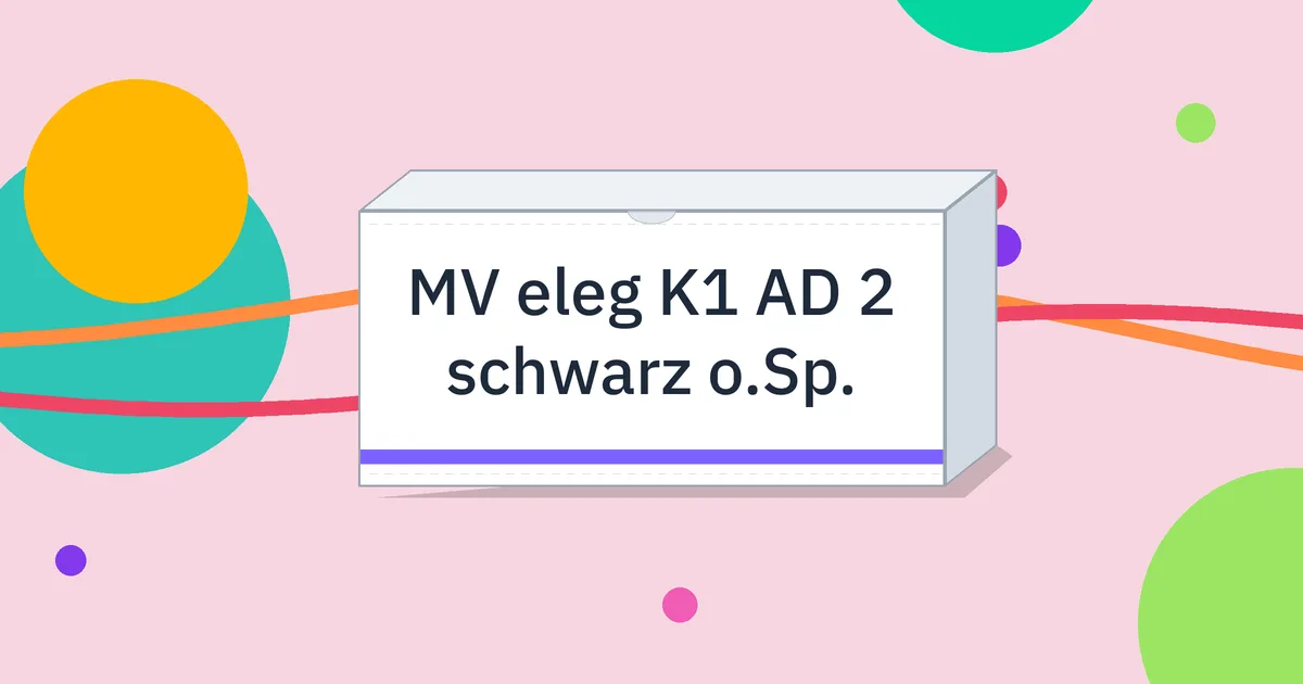Symbolbild: Packung mit der Aufschrift MV eleg K1 AD 2 schwarz o.Sp. (PZN 00333291) – Verfügbarkeit und Bezug in Apotheken in Frankfurt am Main