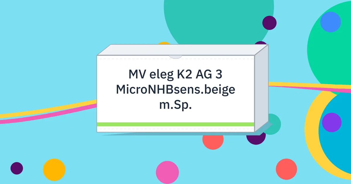 Symbolbild: Packung mit der Aufschrift MV eleg K2 AG 3 MicroNHBsens.beige m.Sp. (PZN 15724353) – Verfügbarkeit und Bezug in Apotheken in Frankfurt am Main