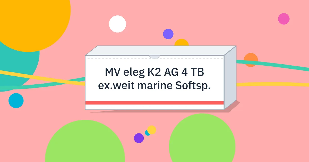 Symbolbild: Packung mit der Aufschrift MV eleg K2 AG 4 TB ex.weit marine Softsp. (PZN 14612267) – Verfügbarkeit und Bezug in Apotheken in Frankfurt am Main