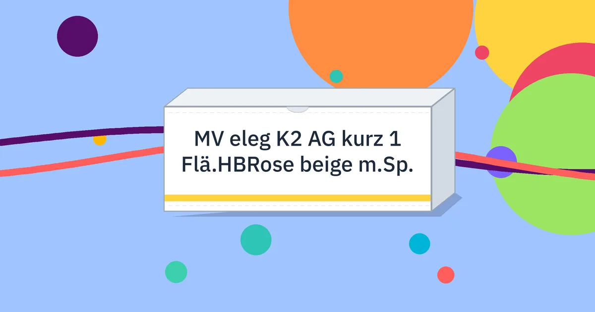 Symbolbild: Packung mit der Aufschrift MV eleg K2 AG kurz 1 Flä.HBRose beige m.Sp. (PZN 15704592) – Verfügbarkeit und Bezug in Apotheken in Frankfurt am Main