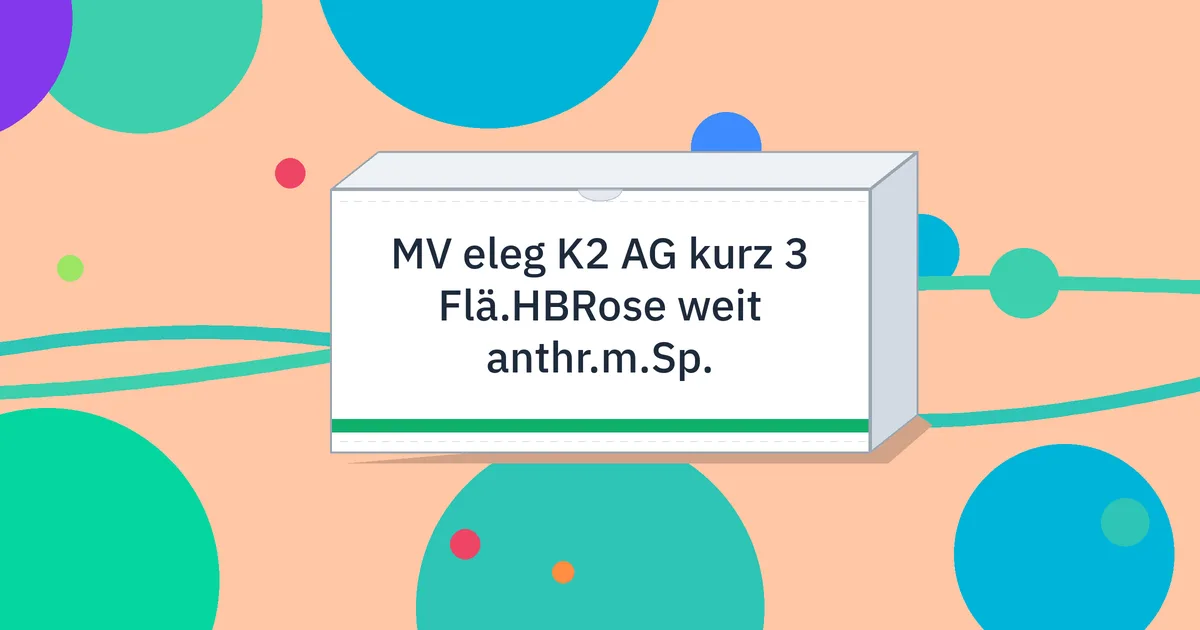 Symbolbild: Packung mit der Aufschrift MV eleg K2 AG kurz 3 Flä.HBRose weit anthr.m.Sp. (PZN 15705462) – Verfügbarkeit und Bezug in Apotheken in Frankfurt am Main