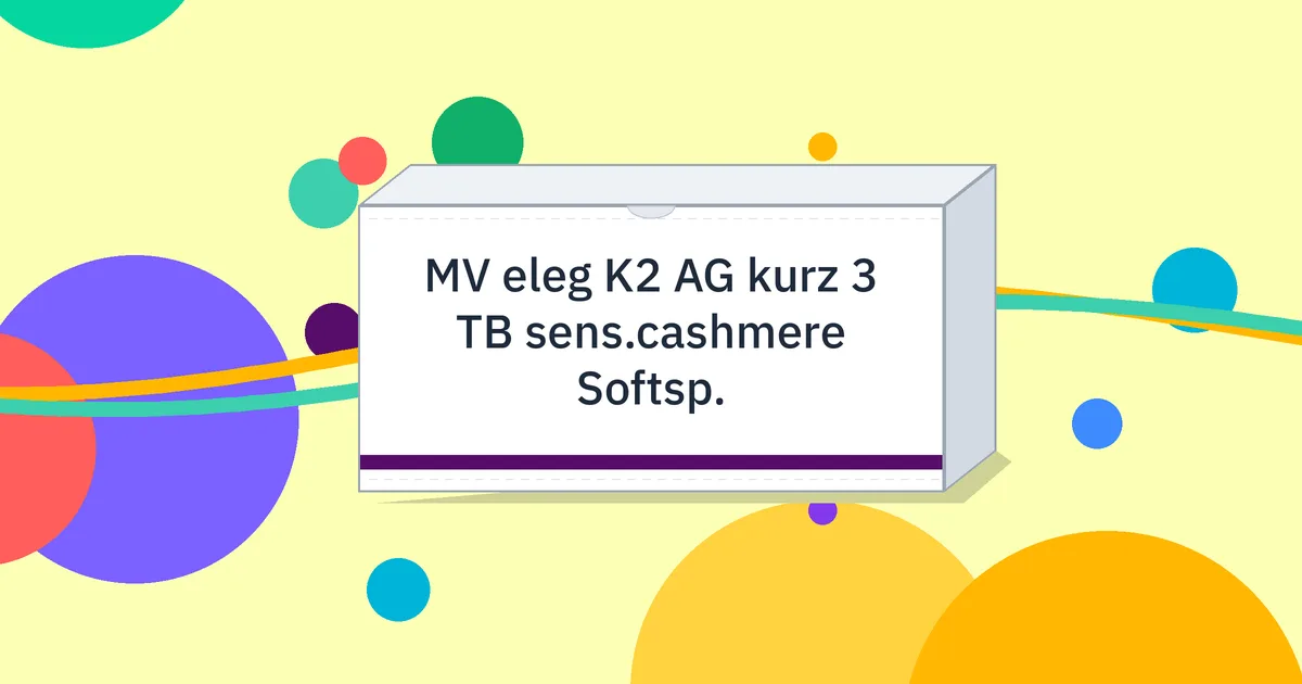 Symbolbild: Packung mit der Aufschrift MV eleg K2 AG kurz 3 TB sens.cashmere Softsp. (PZN 14674239) – Verfügbarkeit und Bezug in Apotheken in Frankfurt am Main