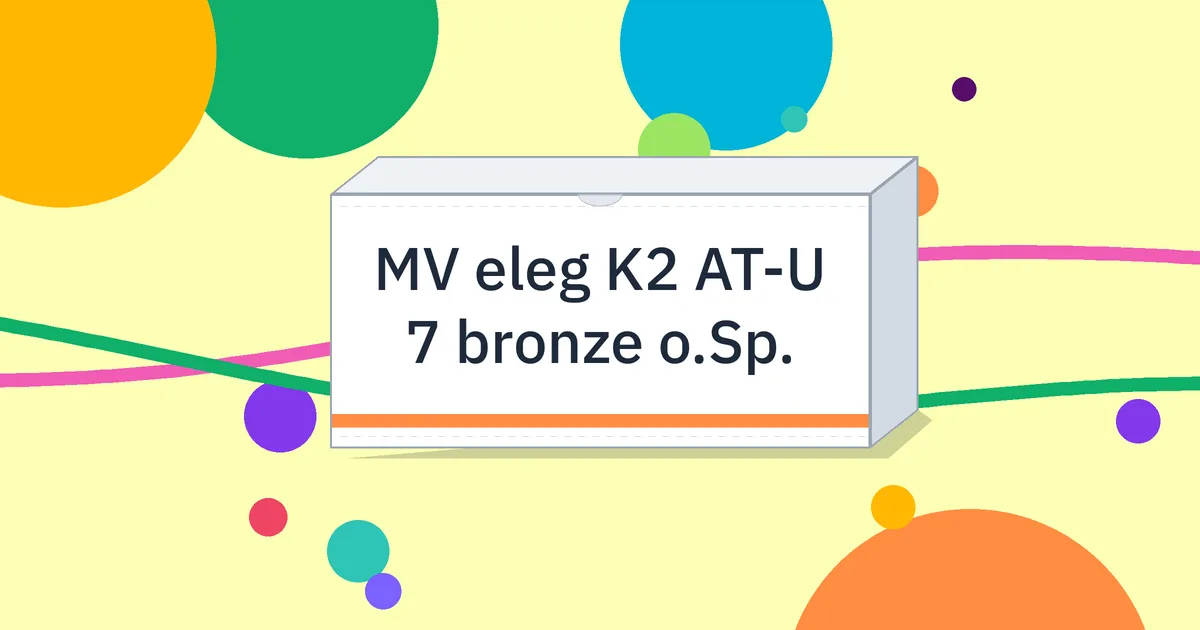 Symbolbild: Packung mit der Aufschrift MV eleg K2 AT-U 7 bronze o.Sp. (PZN 15288656) – Verfügbarkeit und Bezug in Apotheken in Frankfurt am Main