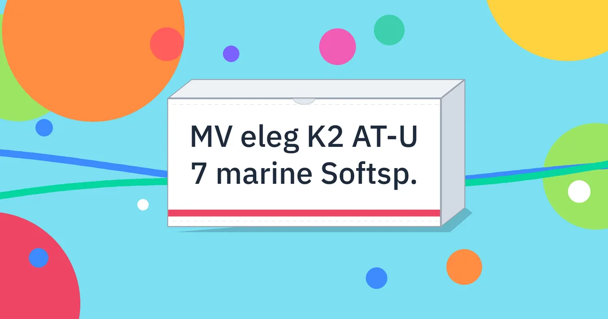 Symbolbild: Packung mit der Aufschrift MV eleg K2 AT-U 7 marine Softsp. (PZN 15290937) – Verfügbarkeit und Bezug in Apotheken in Frankfurt am Main