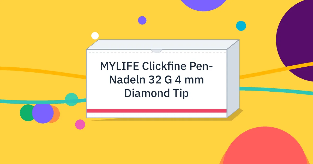 Symbolbild: Packung mit der Aufschrift MYLIFE Clickfine Pen-Nadeln 32 G 4 mm Diamond Tip (PZN 17414295) – Verfügbarkeit und Bezug in Apotheken in Frankfurt am Main