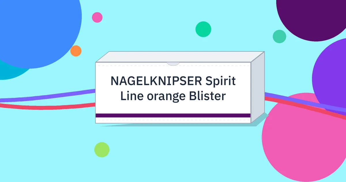 Symbolbild: Packung mit der Aufschrift NAGELKNIPSER Spirit Line orange Blister (PZN 01575783) – Verfügbarkeit und Bezug in Apotheken in Frankfurt am Main