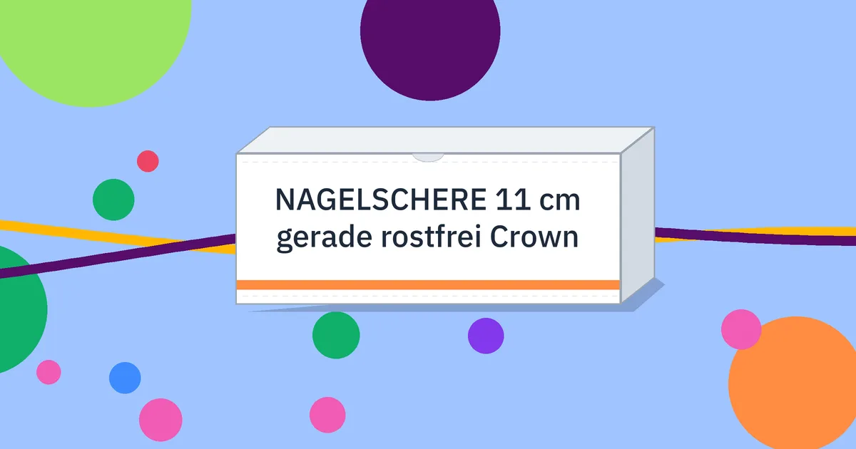 Symbolbild: Packung mit der Aufschrift NAGELSCHERE 11 cm gerade rostfrei Crown (PZN 06805207) – Verfügbarkeit und Bezug in Apotheken in Frankfurt am Main