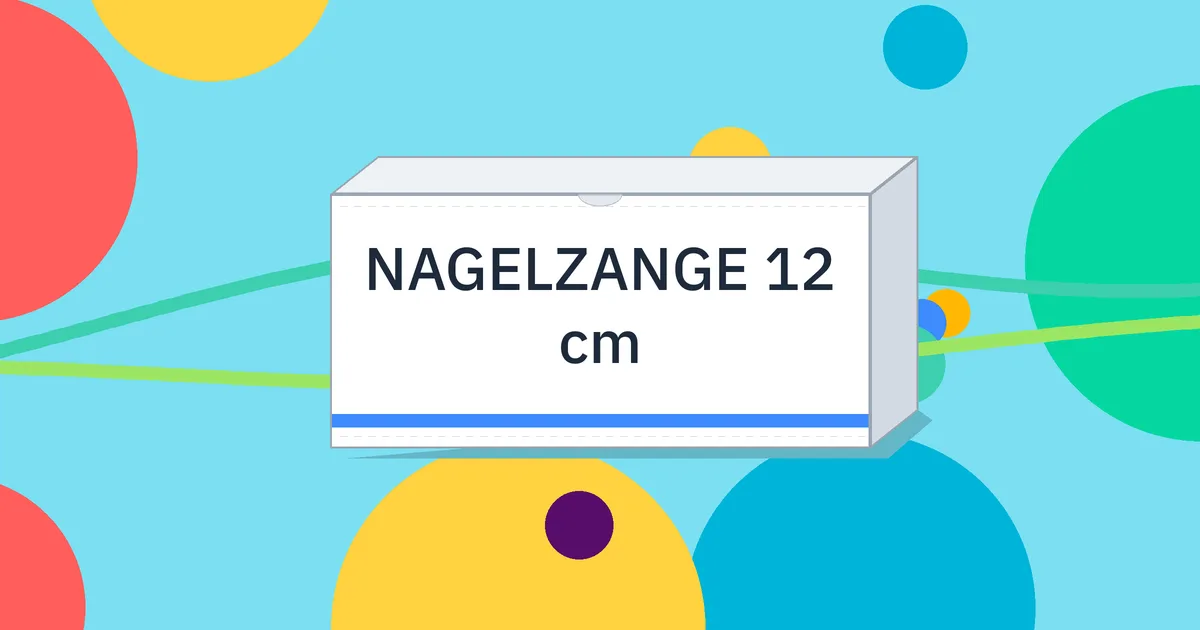 Symbolbild: Packung mit der Aufschrift NAGELZANGE 12 cm (PZN 01504369) – Verfügbarkeit und Bezug in Apotheken in Frankfurt am Main