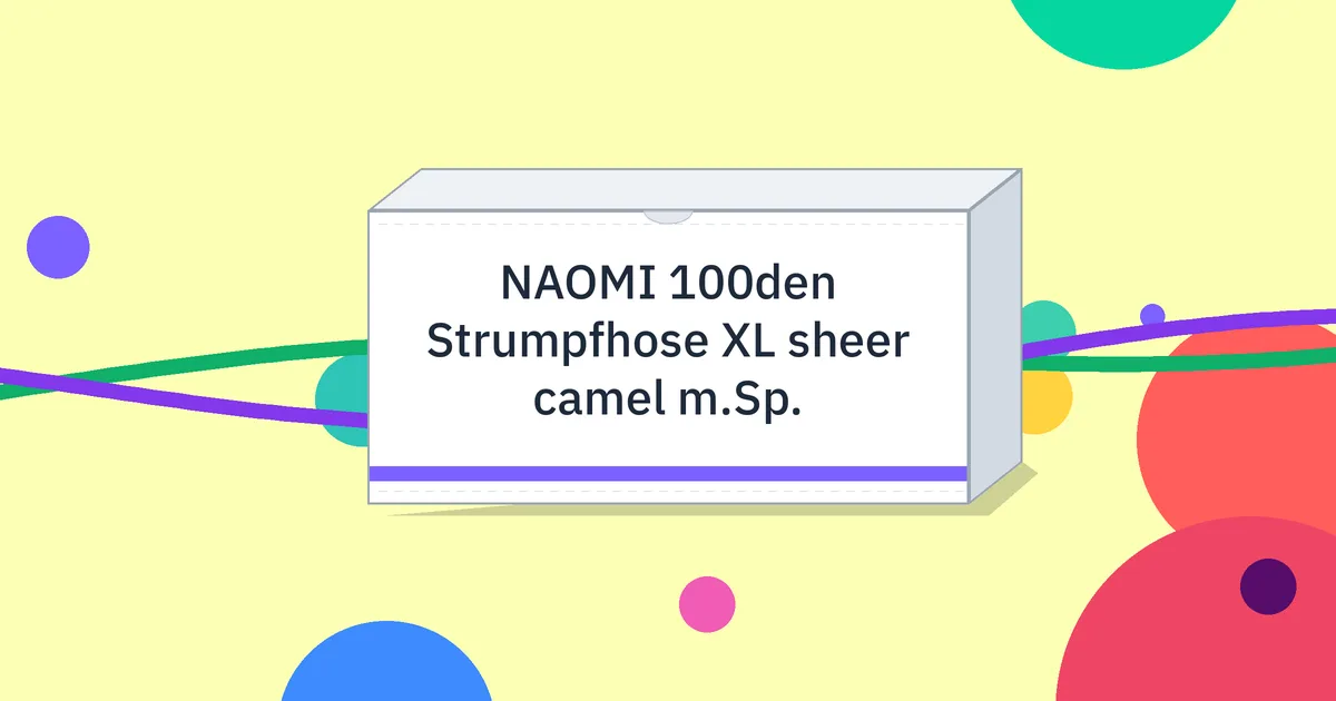Symbolbild: Packung mit der Aufschrift NAOMI 100den Strumpfhose XL sheer camel m.Sp. (PZN 16177491) – Verfügbarkeit und Bezug in Apotheken in Frankfurt am Main