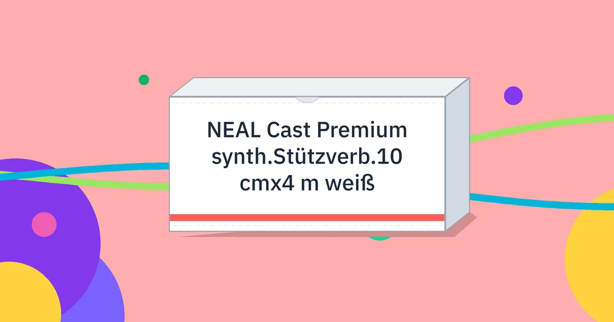 Symbolbild: Packung mit der Aufschrift NEAL Cast Premium synth.Stützverb.10 cmx4 m weiß (PZN 17302047) – Verfügbarkeit und Bezug in Apotheken in Frankfurt am Main