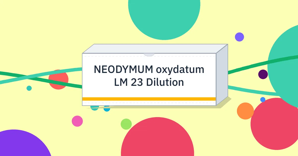 Symbolbild: Packung mit der Aufschrift NEODYMUM oxydatum LM 23 Dilution (PZN 13617831) – Verfügbarkeit und Bezug in Apotheken in Frankfurt am Main
