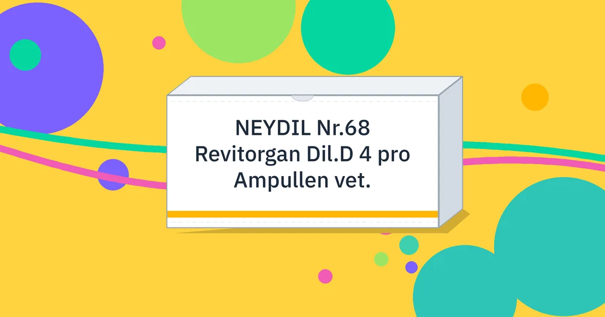 Symbolbild: Packung mit der Aufschrift NEYDIL Nr.68 Revitorgan Dil.D 4 pro Ampullen vet. (PZN 06488020) – Verfügbarkeit und Bezug in Apotheken in Frankfurt am Main