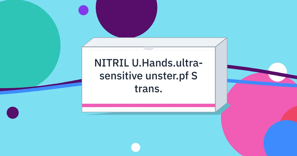 Symbolbild: Packung mit der Aufschrift NITRIL U.Hands.ultra-sensitive unster.pf S trans. (PZN 13973804) – Verfügbarkeit und Bezug in Apotheken in Frankfurt am Main