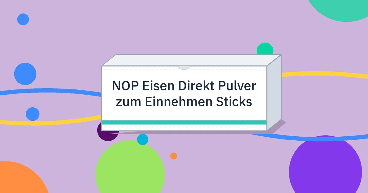 Symbolbild: Packung mit der Aufschrift NOP Eisen Direkt Pulver zum Einnehmen Sticks (PZN 20192237) – Verfügbarkeit und Bezug in Apotheken in Frankfurt am Main