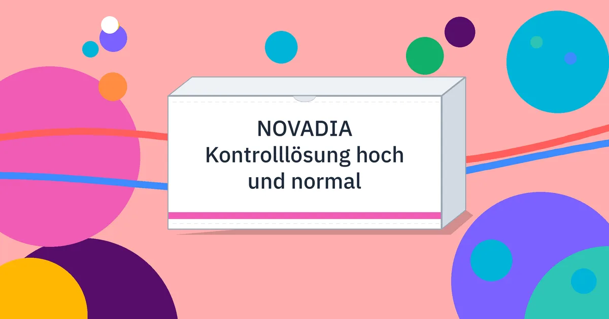 Symbolbild: Packung mit der Aufschrift NOVADIA Kontrolllösung hoch und normal (PZN 14269438) – Verfügbarkeit und Bezug in Apotheken in Frankfurt am Main