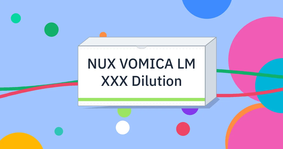 Symbolbild: Packung mit der Aufschrift NUX VOMICA LM XXX Dilution (PZN 02675512) – Verfügbarkeit und Bezug in Apotheken in Frankfurt am Main