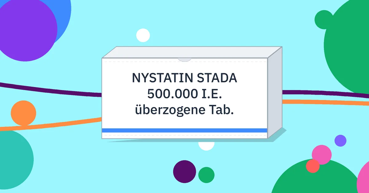 Symbolbild: Packung mit der Aufschrift NYSTATIN STADA 500.000 I.E. überzogene Tab. (PZN 00892369) – Verfügbarkeit und Bezug in Apotheken in Frankfurt am Main
