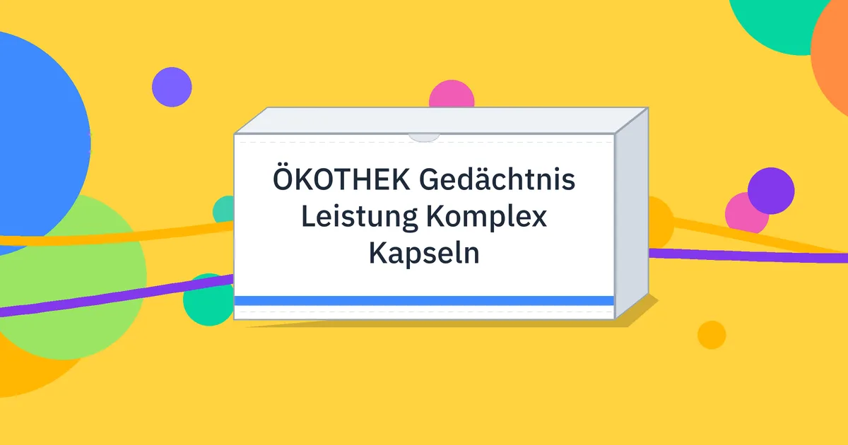 Symbolbild: Packung mit der Aufschrift ÖKOTHEK Gedächtnis Leistung Komplex Kapseln (PZN 19404148) – Verfügbarkeit und Bezug in Apotheken in Frankfurt am Main