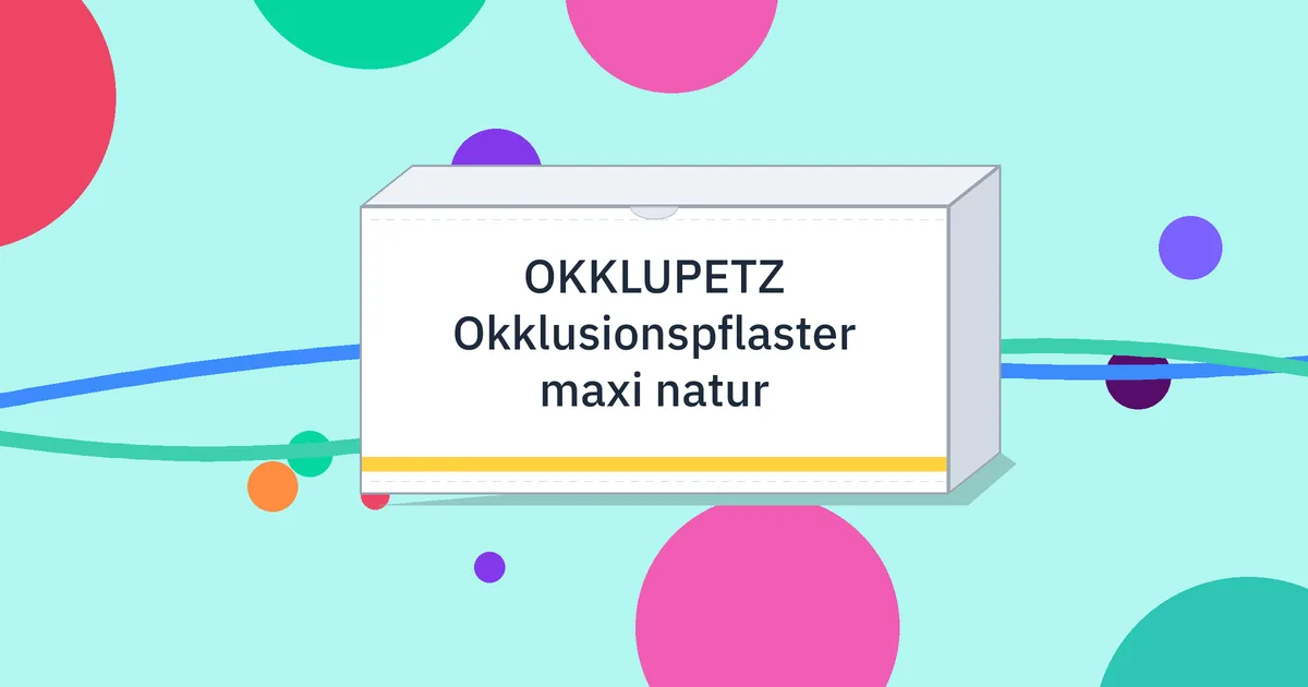 Symbolbild: Packung mit der Aufschrift OKKLUPETZ Okklusionspflaster maxi natur (PZN 11864672) – Verfügbarkeit und Bezug in Apotheken in Frankfurt am Main
