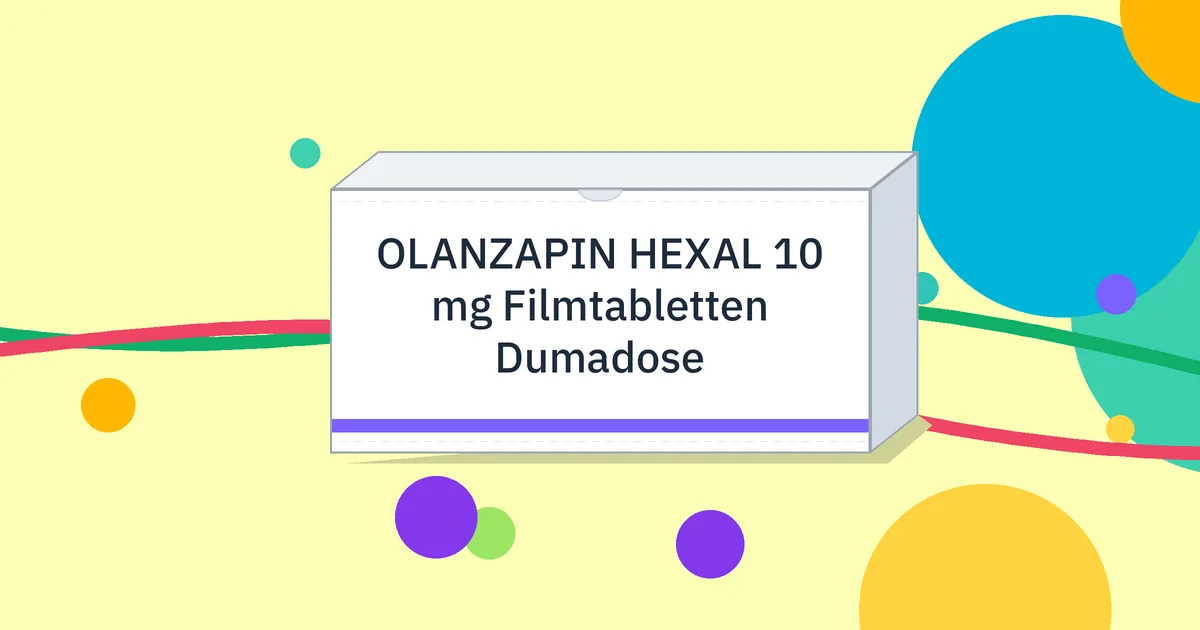 Symbolbild: Packung mit der Aufschrift OLANZAPIN HEXAL 10 mg Filmtabletten Dumadose (PZN 09288020) – Verfügbarkeit und Bezug in Apotheken in Frankfurt am Main