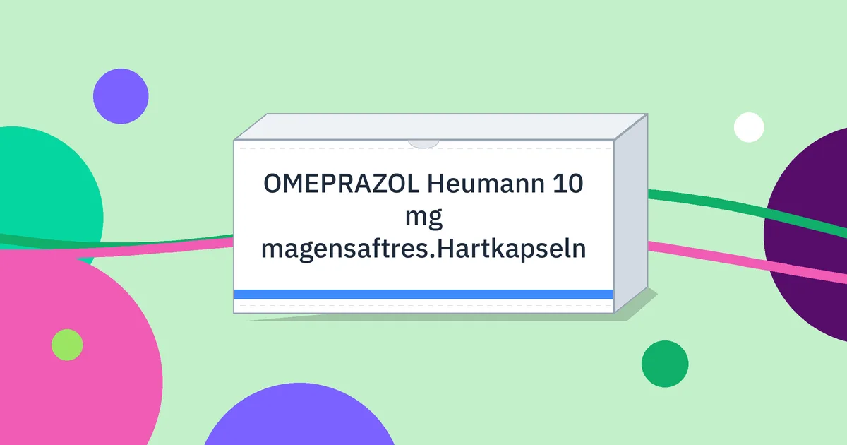 Symbolbild: Packung mit der Aufschrift OMEPRAZOL Heumann 10 mg magensaftres.Hartkapseln (PZN 01715528) – Verfügbarkeit und Bezug in Apotheken in Frankfurt am Main