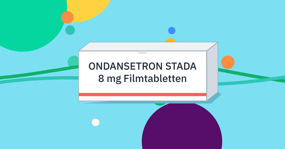 Symbolbild: Packung mit der Aufschrift ONDANSETRON STADA 8 mg Filmtabletten (PZN 19976100) – Verfügbarkeit und Bezug in Apotheken in Frankfurt am Main