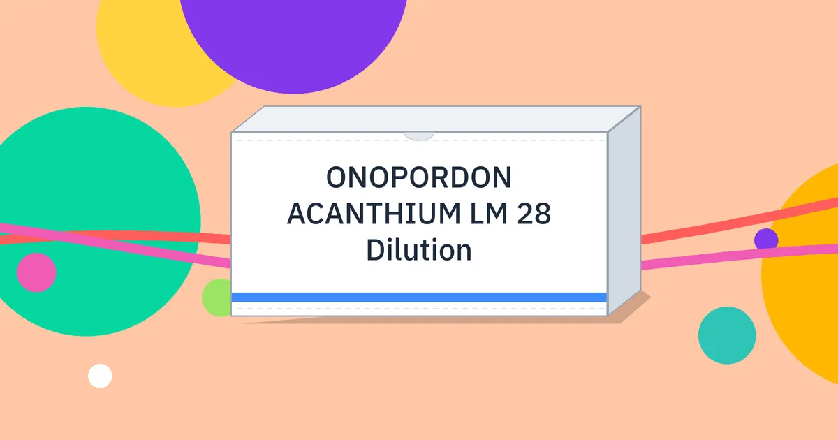 Symbolbild: Packung mit der Aufschrift ONOPORDON ACANTHIUM LM 28 Dilution (PZN 13626379) – Verfügbarkeit und Bezug in Apotheken in Frankfurt am Main