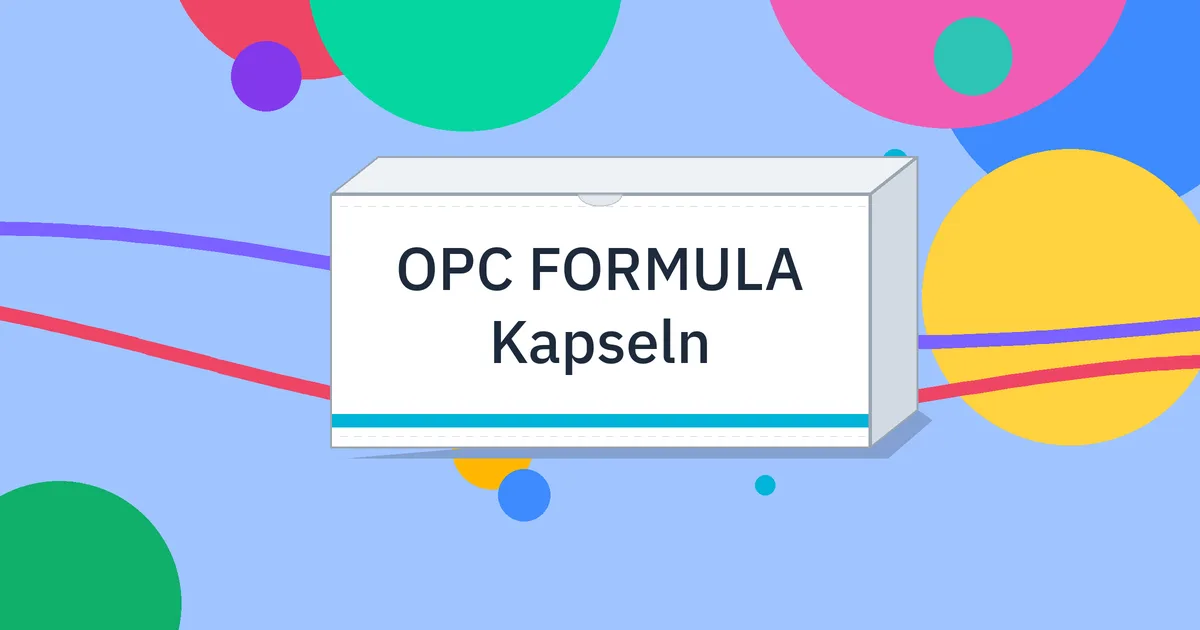 Symbolbild: Packung mit der Aufschrift OPC FORMULA Kapseln (PZN 10996785) – Verfügbarkeit und Bezug in Apotheken in Frankfurt am Main