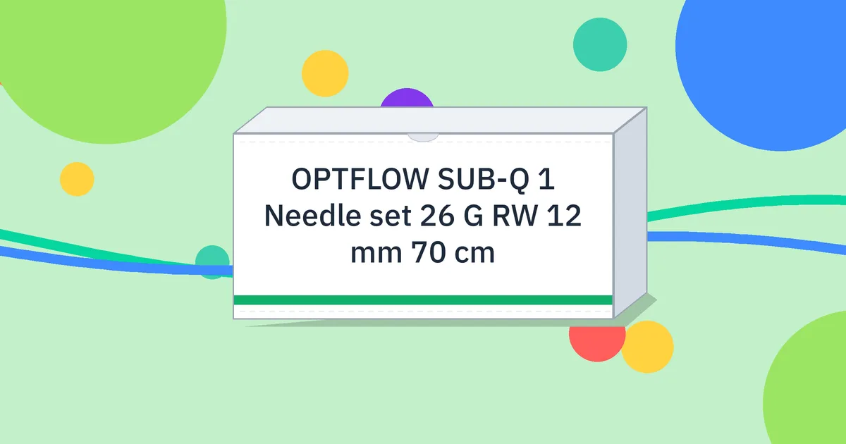 Symbolbild: Packung mit der Aufschrift OPTFLOW SUB-Q 1 Needle set 26 G RW 12 mm 70 cm (PZN 16528915) – Verfügbarkeit und Bezug in Apotheken in Frankfurt am Main