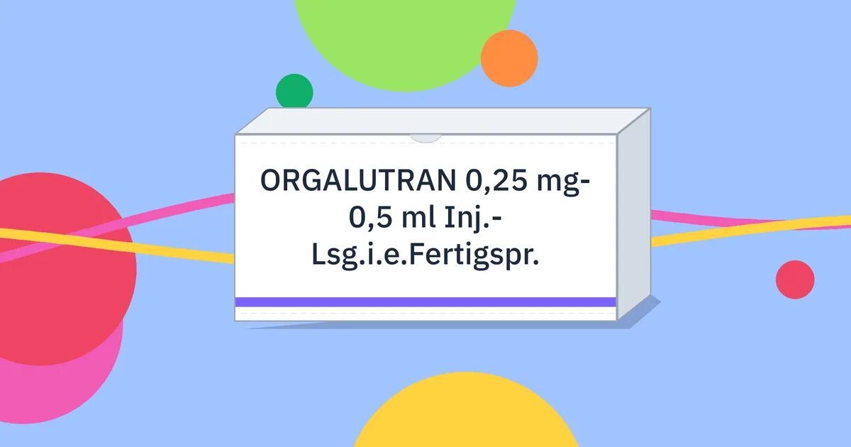 Symbolbild: Packung mit der Aufschrift ORGALUTRAN 0,25 mg-0,5 ml Inj.-Lsg.i.e.Fertigspr. (PZN 18064638) – Verfügbarkeit und Bezug in Apotheken in Frankfurt am Main