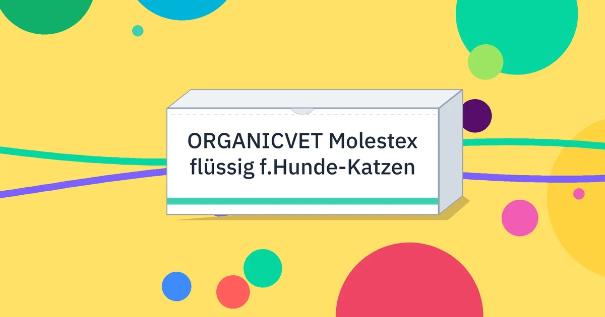 Symbolbild: Packung mit der Aufschrift ORGANICVET Molestex flüssig f.Hunde-Katzen (PZN 10109117) – Verfügbarkeit und Bezug in Apotheken in Frankfurt am Main