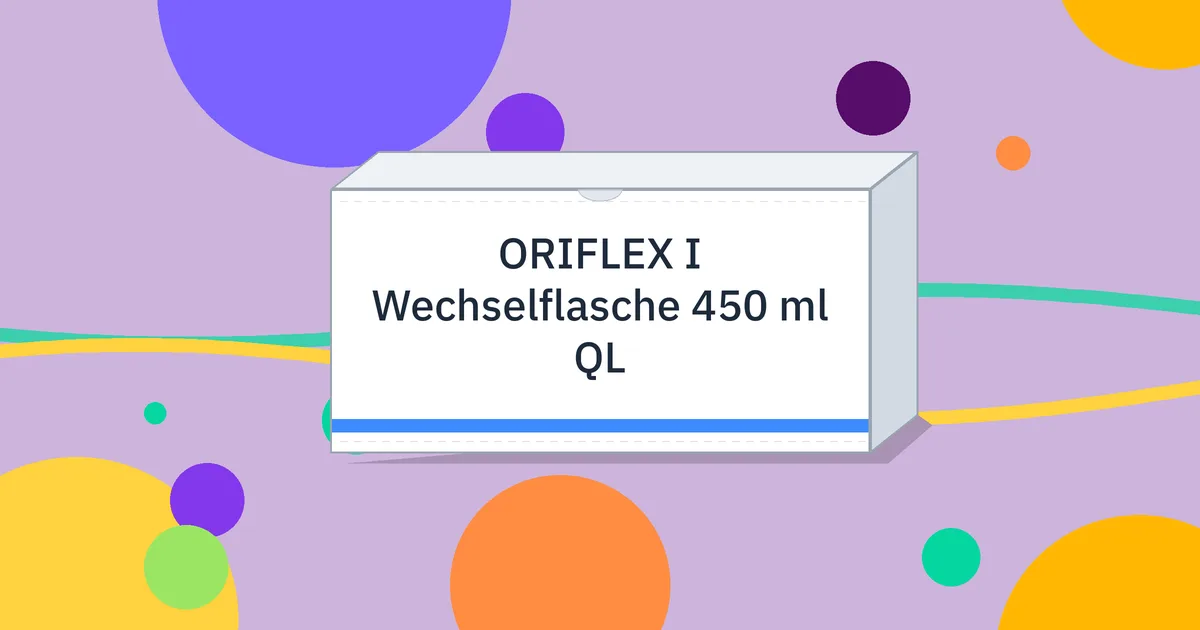 Symbolbild: Packung mit der Aufschrift ORIFLEX I Wechselflasche 450 ml QL (PZN 17485711) – Verfügbarkeit und Bezug in Apotheken in Frankfurt am Main